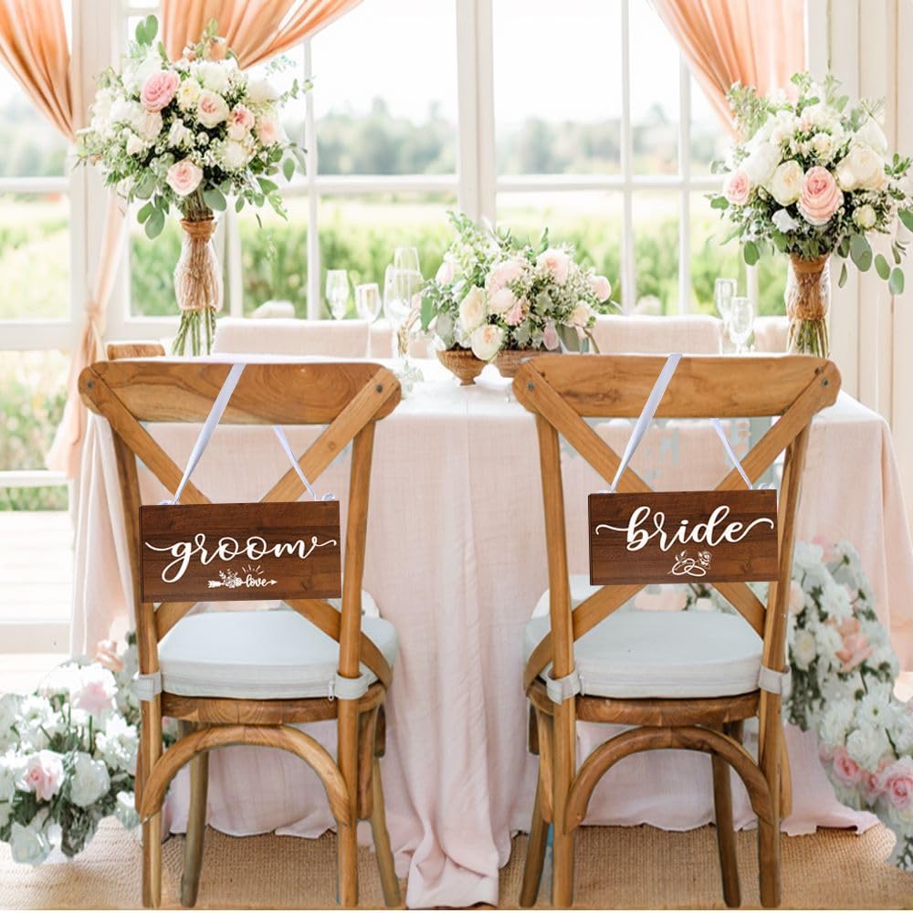 Wedding Bride And Groom Chair Signs