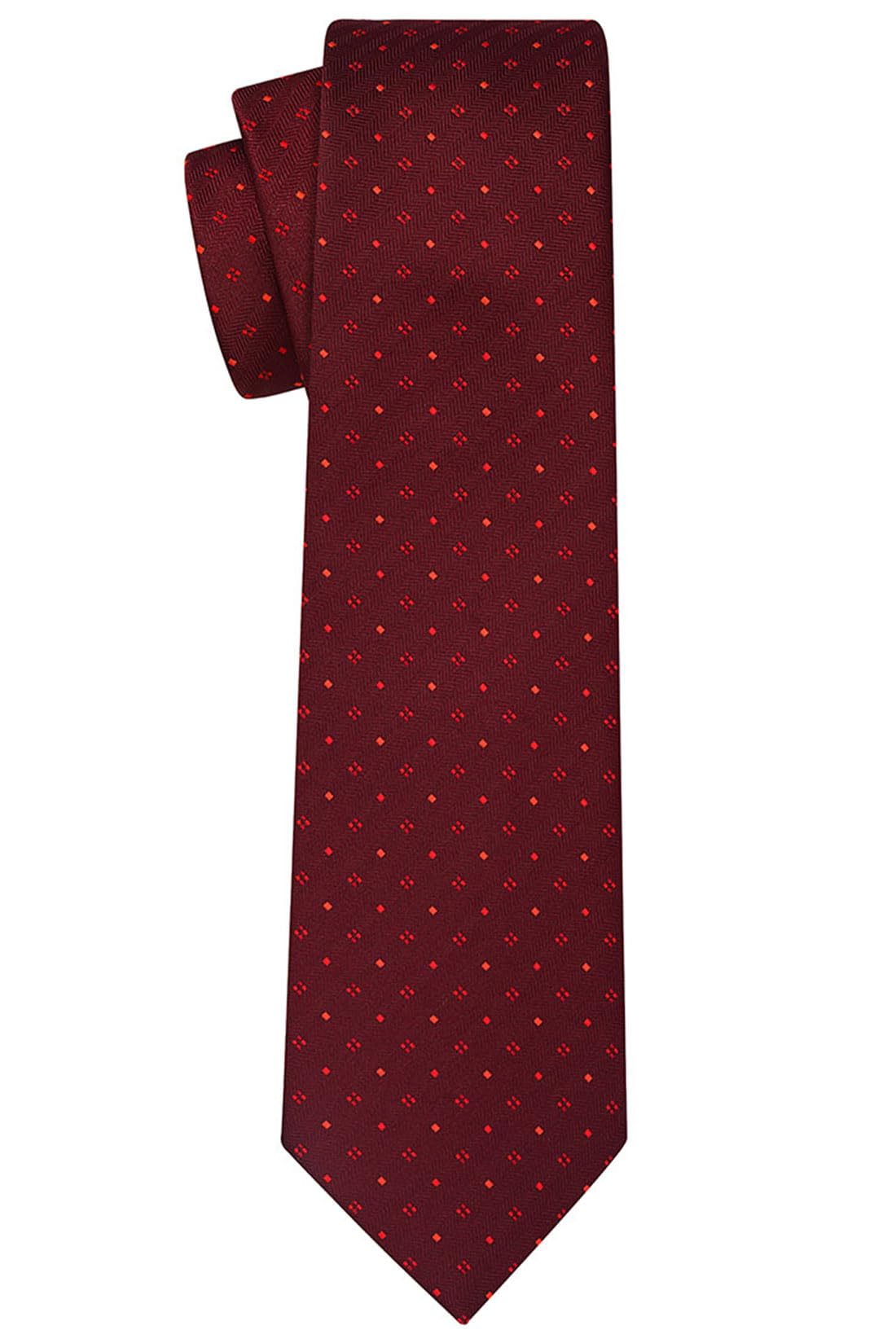 Snapklik.com : Ties For Men Burgundy Red Dots Necktie