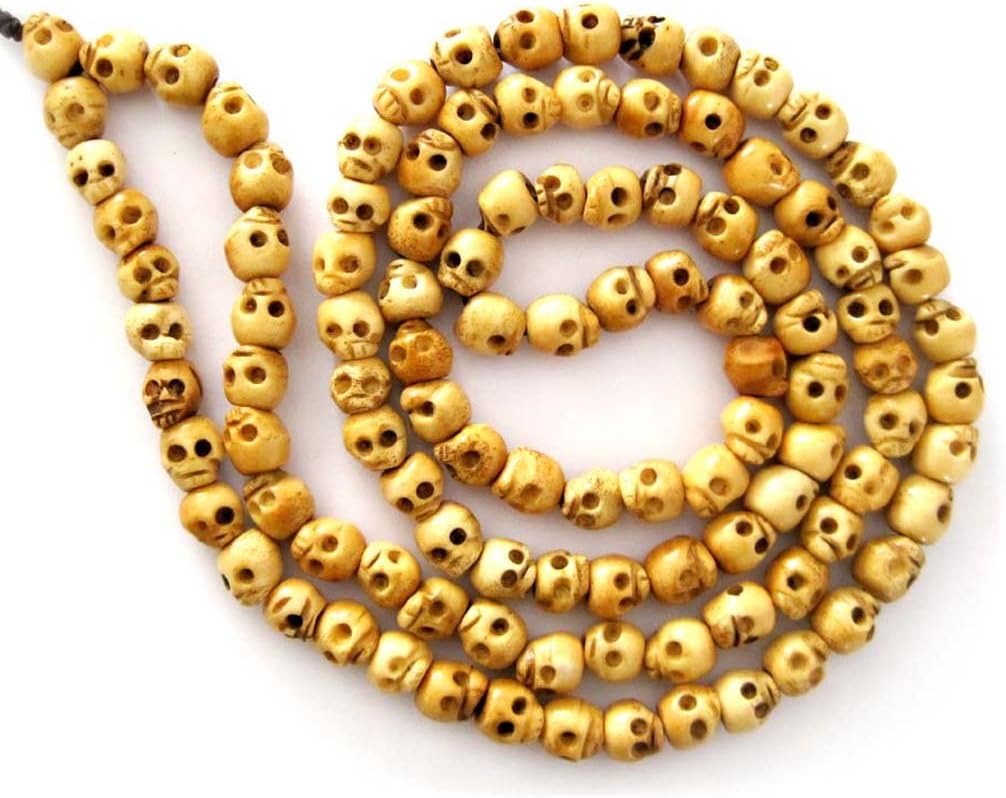 Amazon.com: OVALBUY 108 Ox Bone Skull Beads Buddhist Prayer Mala ...