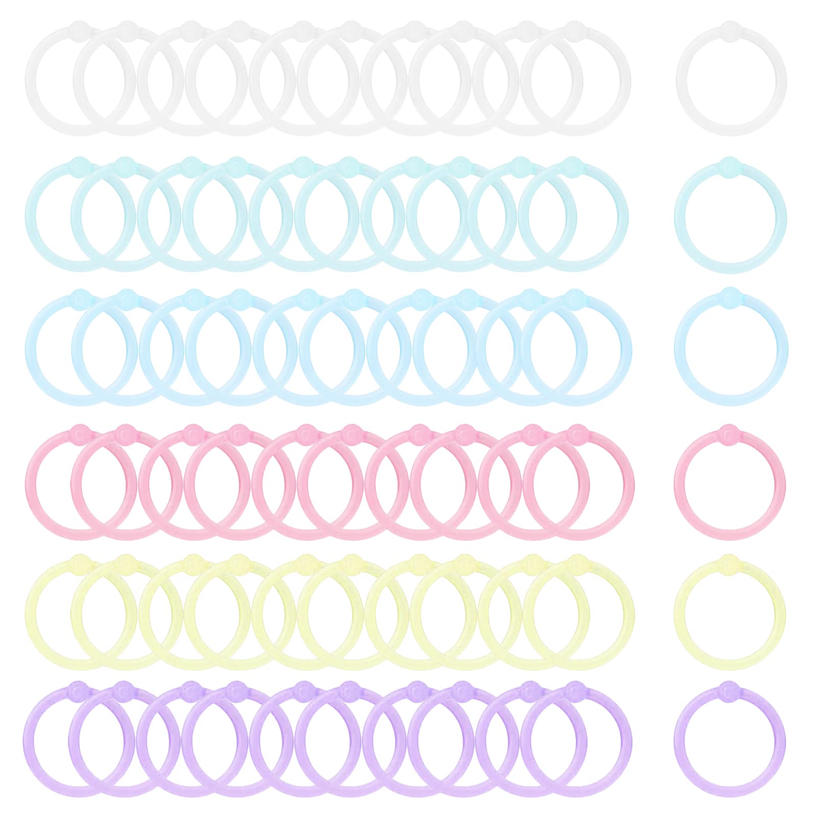 Plastic Binder Rings, 120 Pcs Multicolor Flexible Loose Leaf Book Ring ...