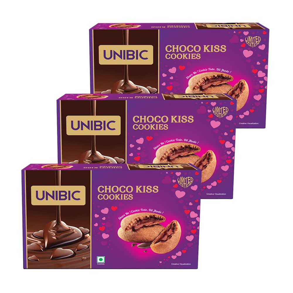UNIBIC Choco Kiss, Chocolate Center Filled Cookies, Valentine Limited ...