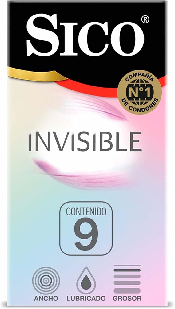 Sico Invisible Ultra Sense Condones de hule látex natural cartera con 9 ...