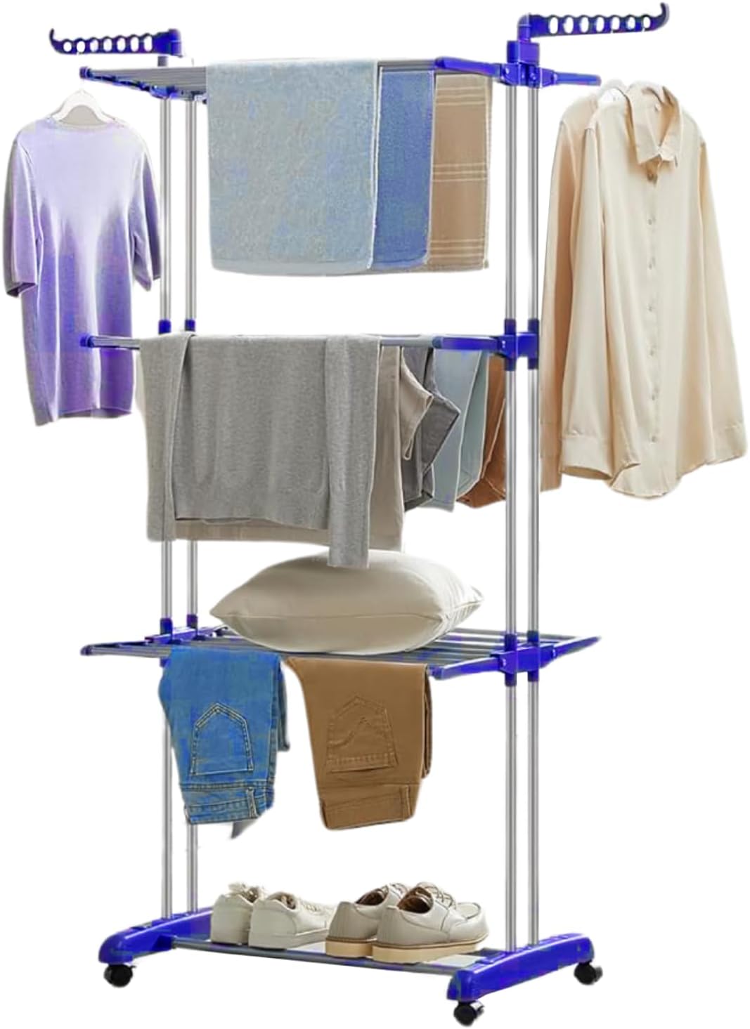 TNC Stainless Steel Made in India Double Poll Three Tier Cloth Rack (3 ...