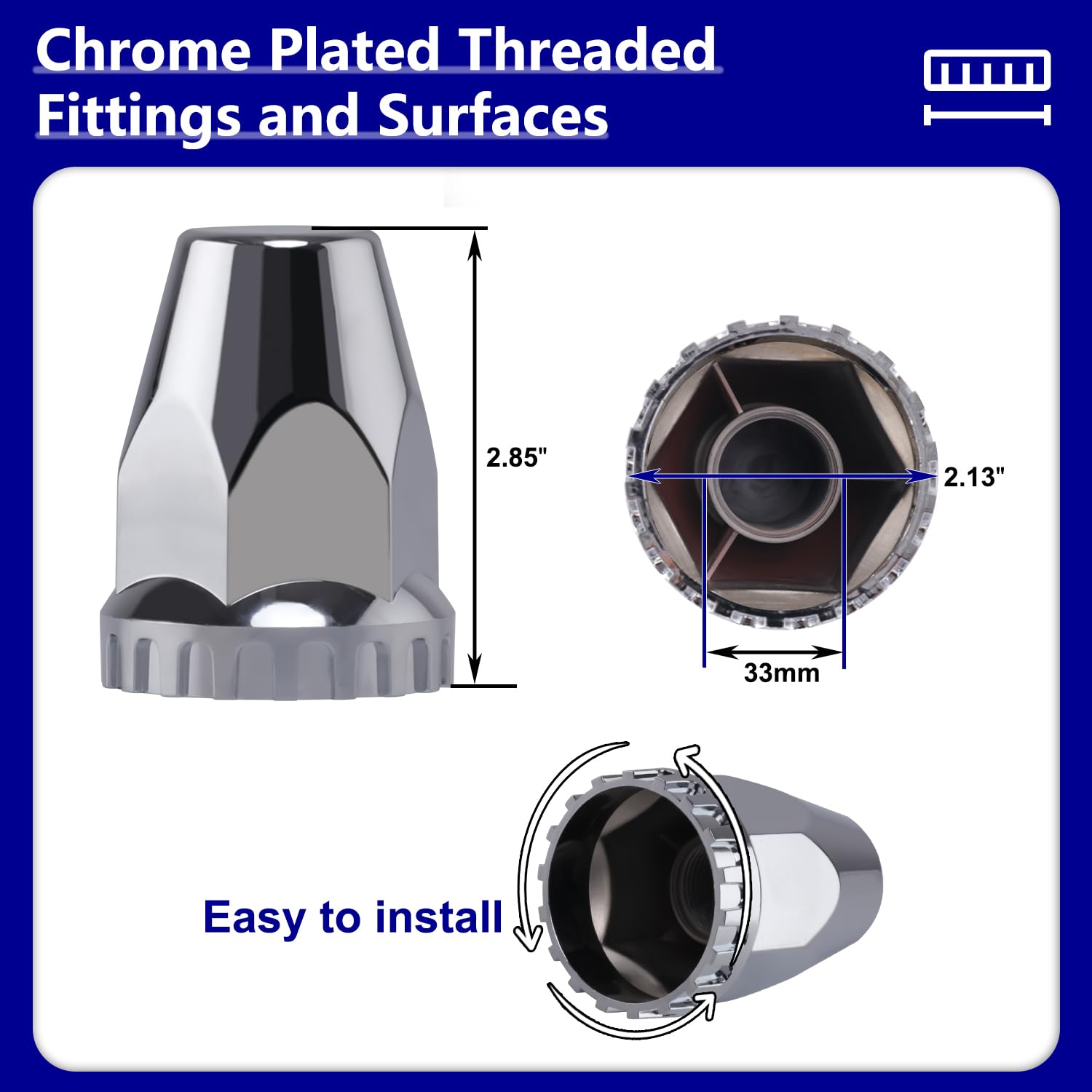 Snapklik.com : YiaChuii Lug Nut Covers, 33mm Chrome Screw-on Lug Nut ...