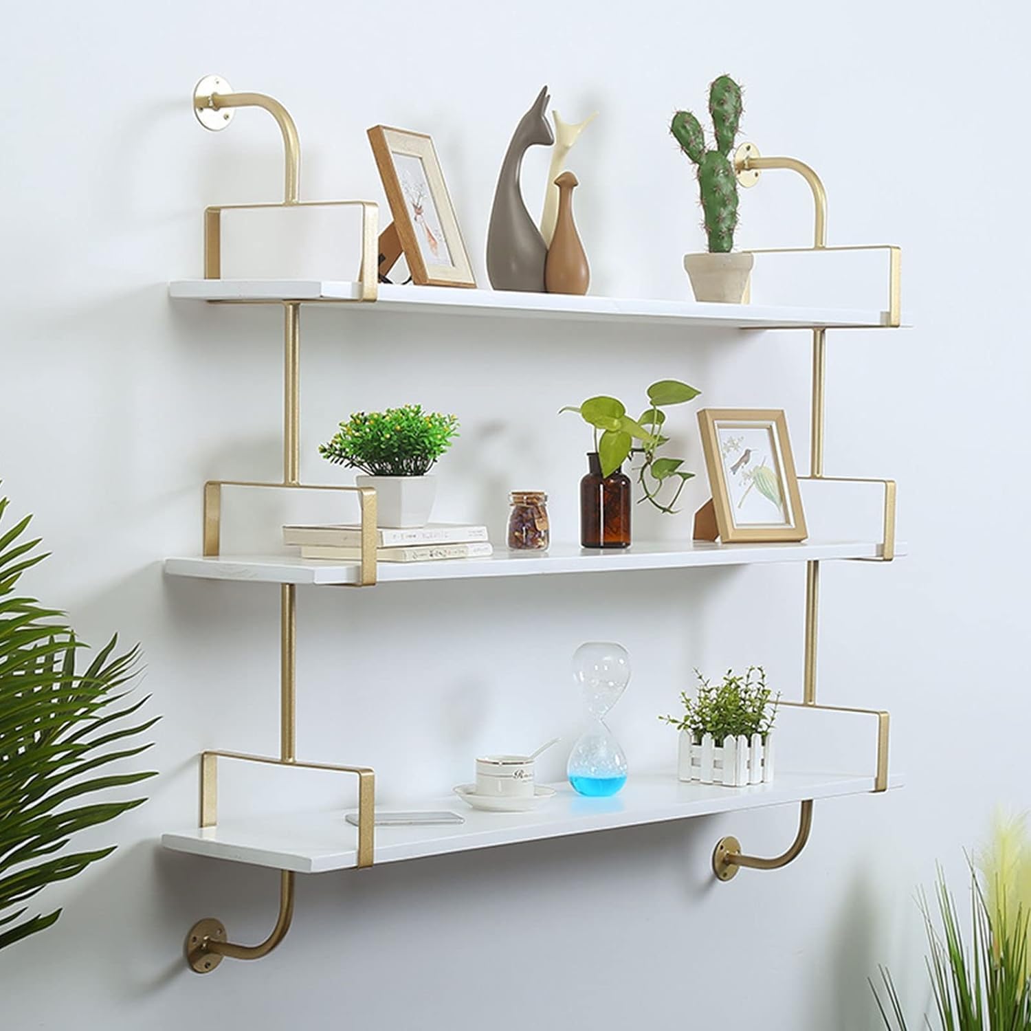 Industrial Gold Shelving Wall Mounted,Rustic Metal Floating Shelves ...