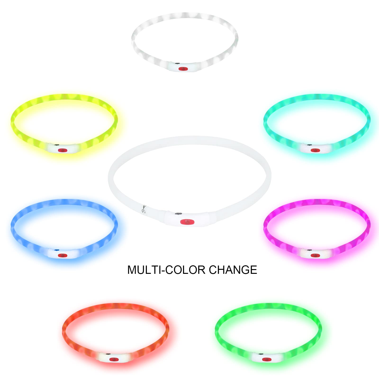 Snapklik.com : LED Multi-Color Dog Collar, Rechargeable 7 Colors ...