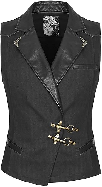 Punk Rave Mens Steampunk Waistcoat Vest Black Gothic Dieselpunk Faux ...