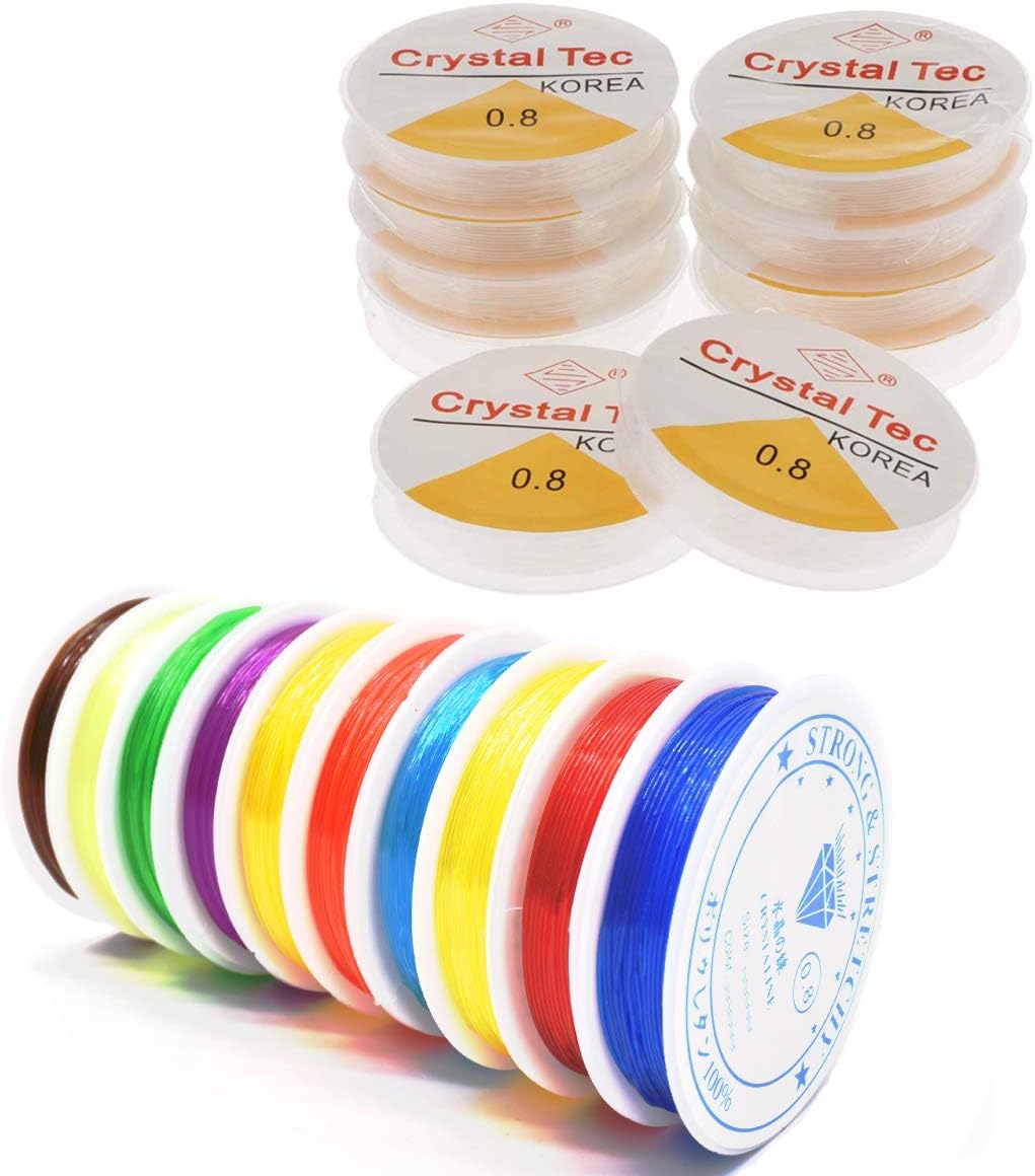 Elastic Beading Thread,Jicyor 20 Rolls 0.8 mm Clear Jewellery Making ...
