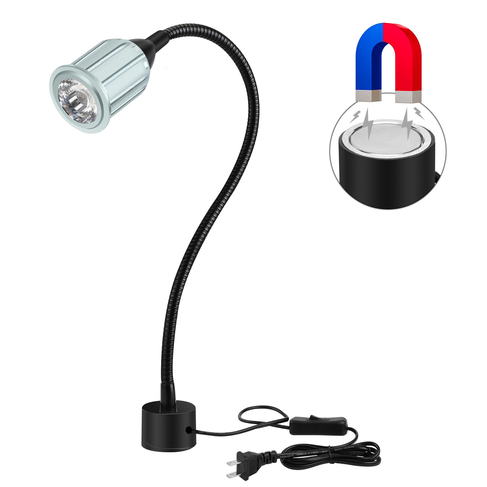 10W Magnetic Work Light, LED Machine Light with Flexible Gooseneck and ...