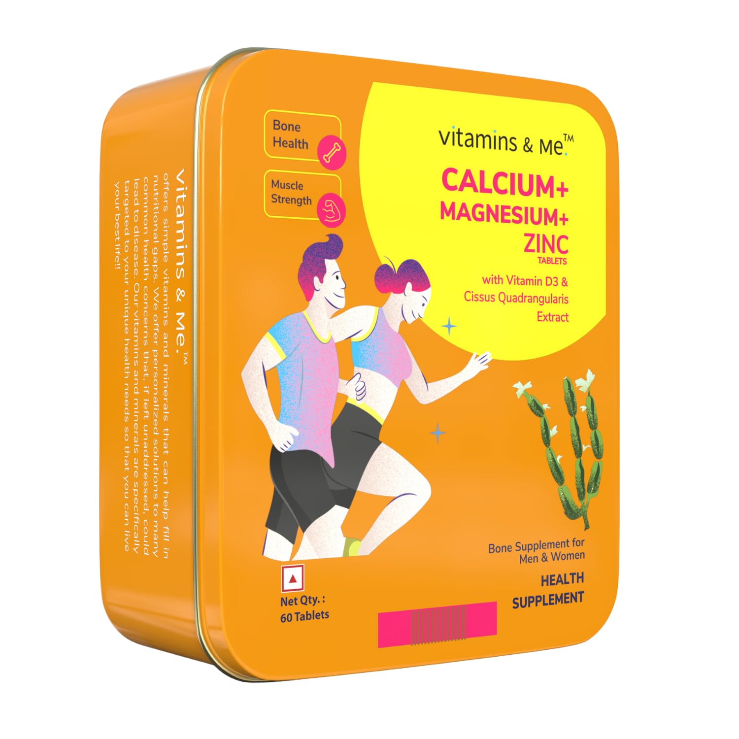 Vitamins & Me Calcium Magnesium Zinc Tablets With Vitamin D3 And Cissus ...