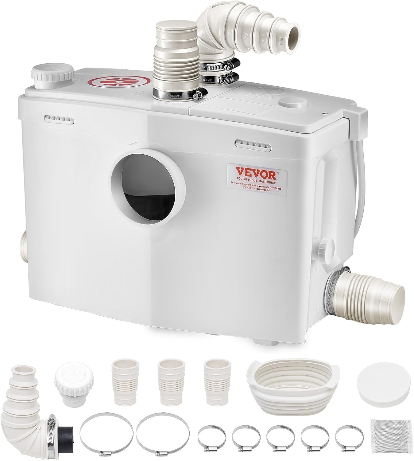 VEVOR Macerator Pump, 1200W, 48 GPM Flow, 33 ft/10 m Head, Macerator ...