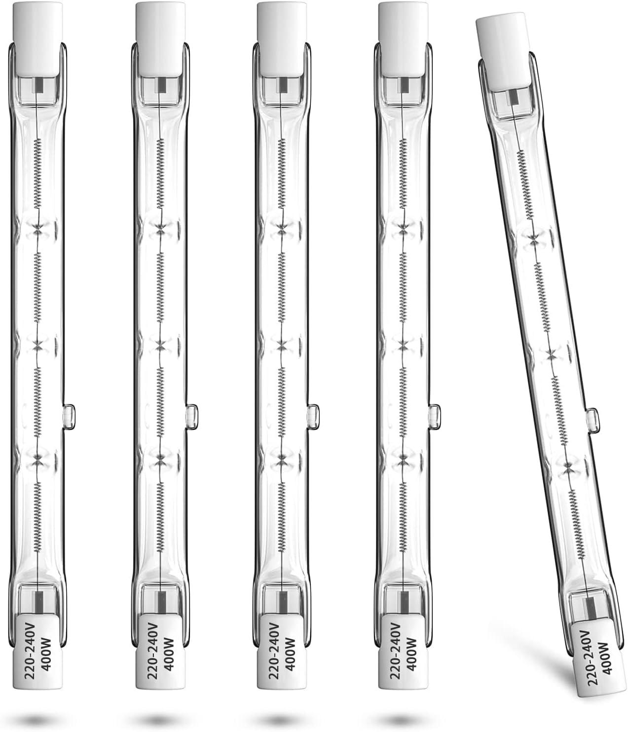 Klarlight 5 Pack 400W R7s Halogen Bulbs 118mm, Dimmable Warm White ...