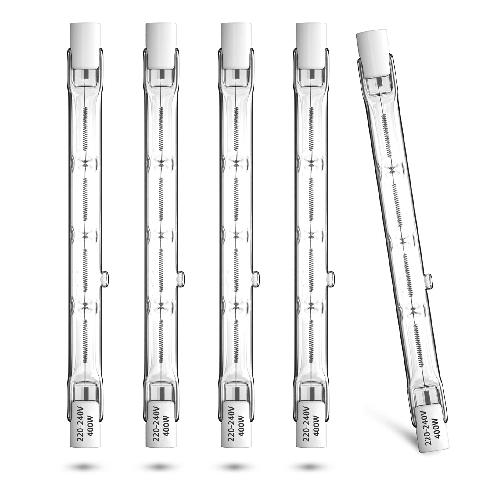 Klarlight 5 Pack 400W R7s Halogen Bulbs 118mm, Dimmable Warm White ...