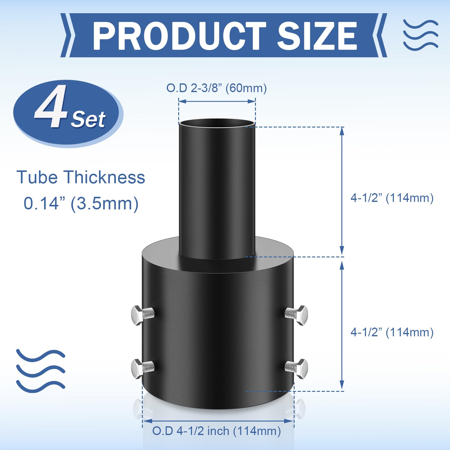 Snapklik.com : 4 Pcs Slip Fitter Light Pole Tenon Adapter For 4 Inch ...