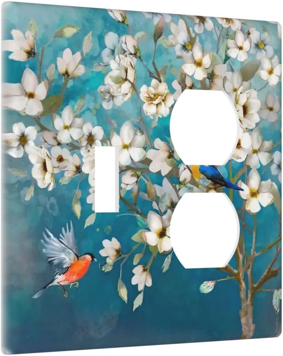 Cherry Blossom Plug Bird 2 Gang Single Duplex Single Toggle Comb Light ...