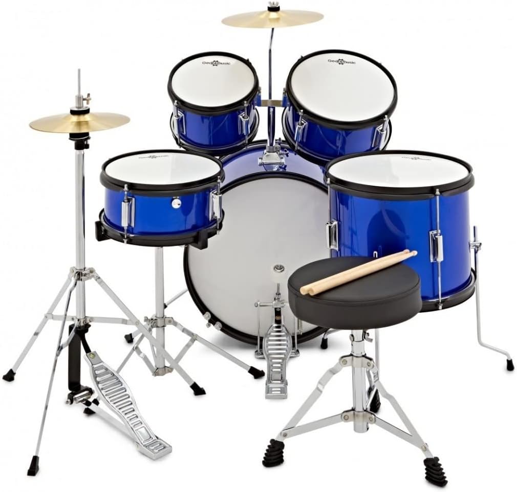 Acoustic Junior Drum Kit 5-Piece BlueKid Drum Set for Kids Age 5-10 ...