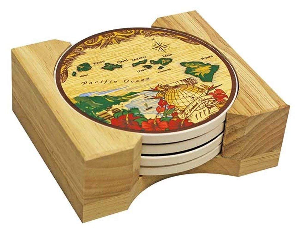 Amazon.com | Hawaiian Ceramic Coasters 4 Pack Brown Island Chain: Coasters