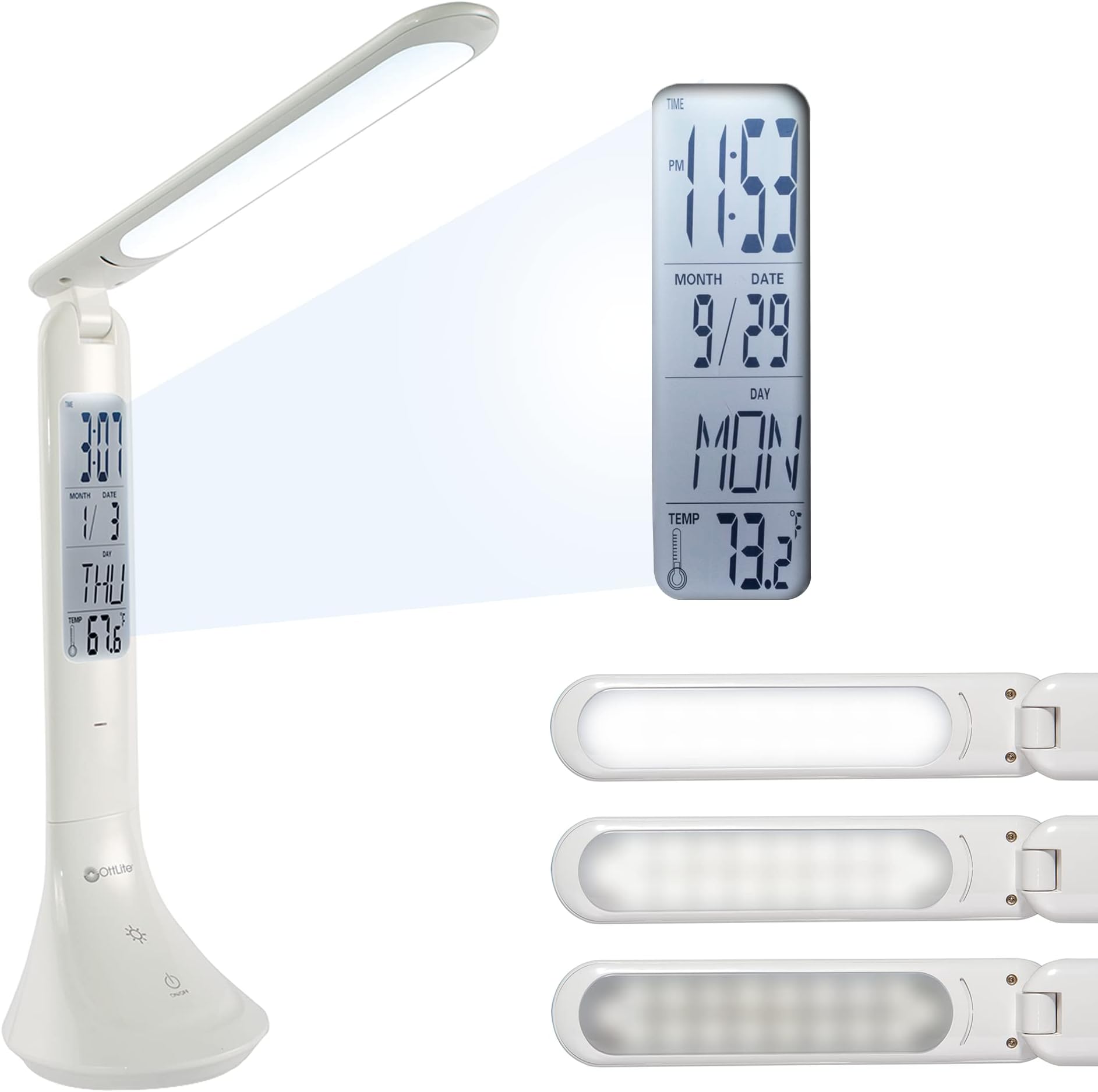 OttLite ClearSun LED Travel Task Lamp - Cordless, Digital Display ...