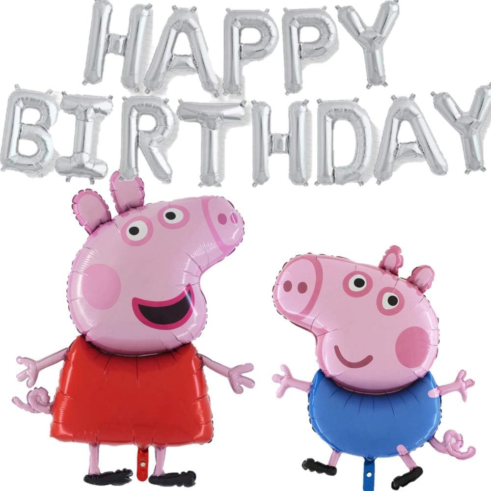 Amazon.com: Peppa & George Balloon Pack - Contains 16" Silver Happy ...