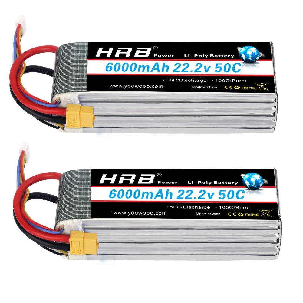 Amazon.com: HRB 6S 6000mAh Lipo Battery 22.2V 50C XT60 RC Lipo Battery ...