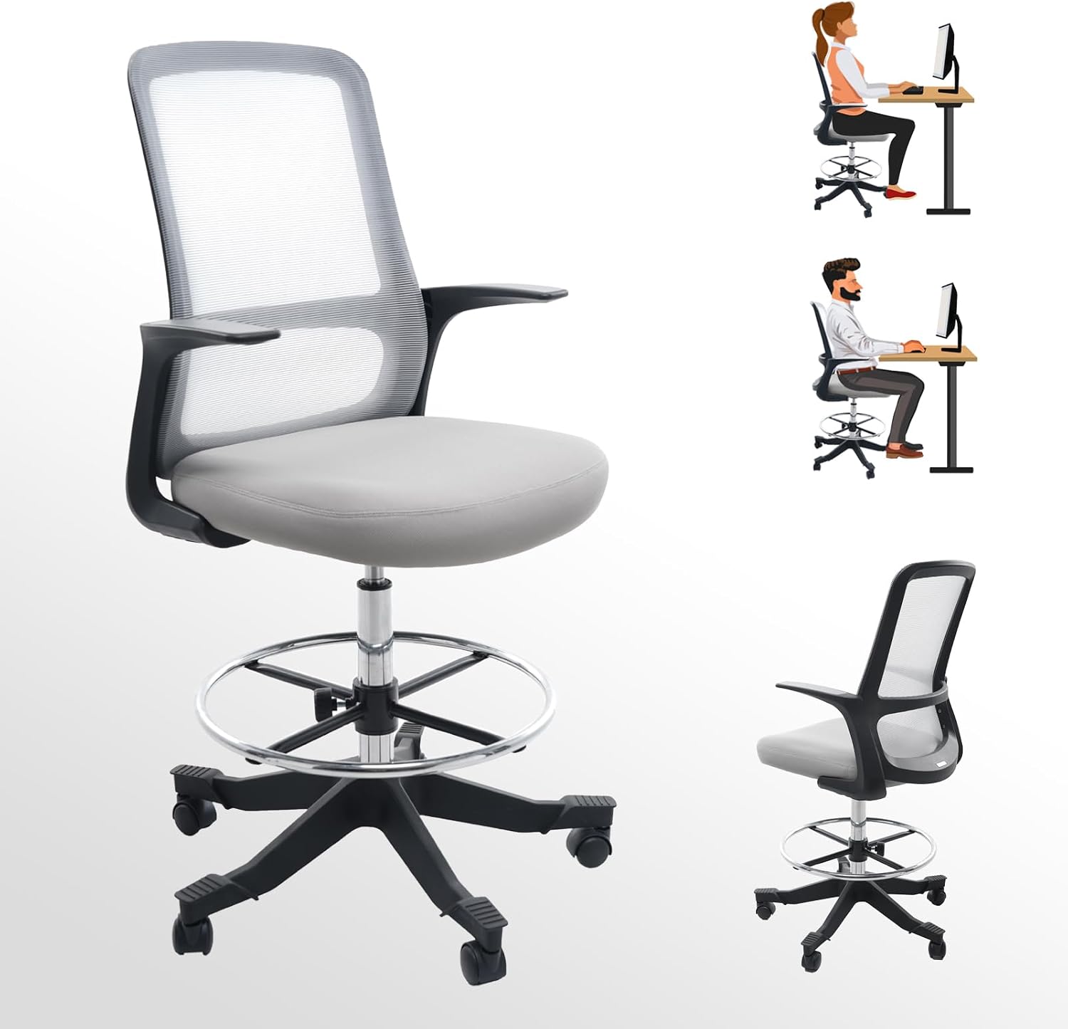 Amazon.com: Motostuhl Drafting Chair Mesh Tall Office Chair Barstool ...