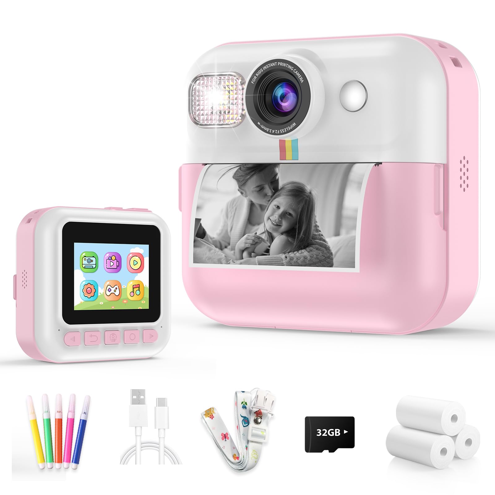 Amazon.com: Kids Camera for Girls, 1080P Instant Print Camera, Kids ...