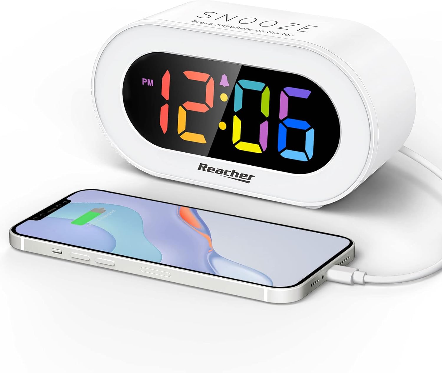 Amazon.com: Reacher Kids Alarm Clock with USB Charger, Dimmable Rainbow ...