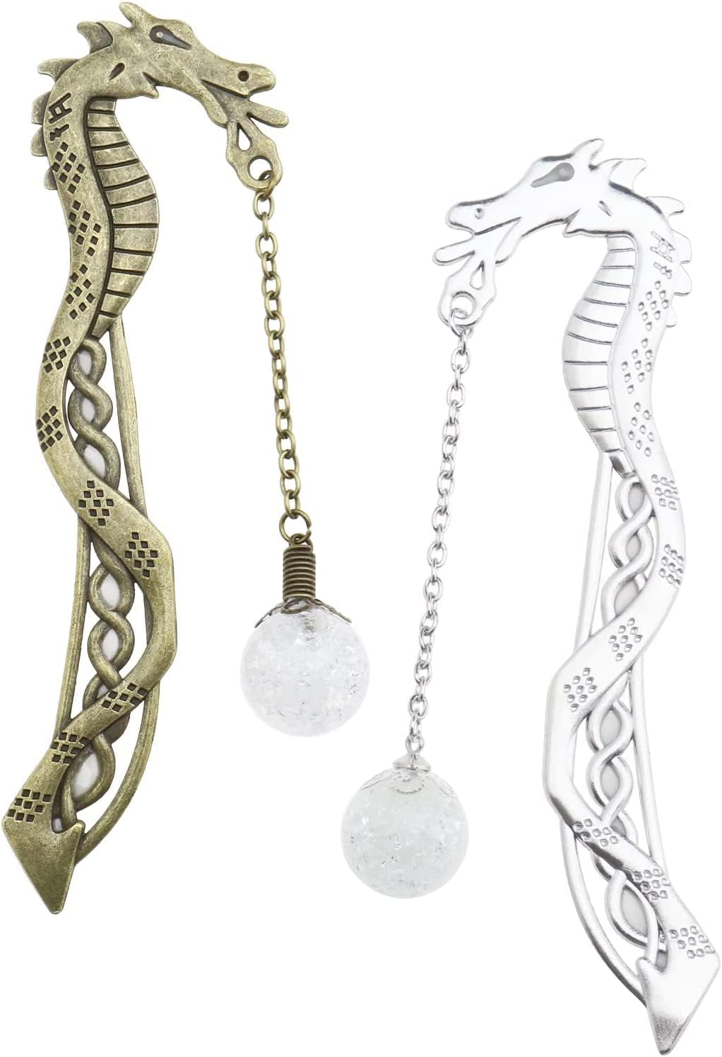 Retro Glow in The Dark Dragon Bookmark, 2Pcs Luminous Metal Vintage ...