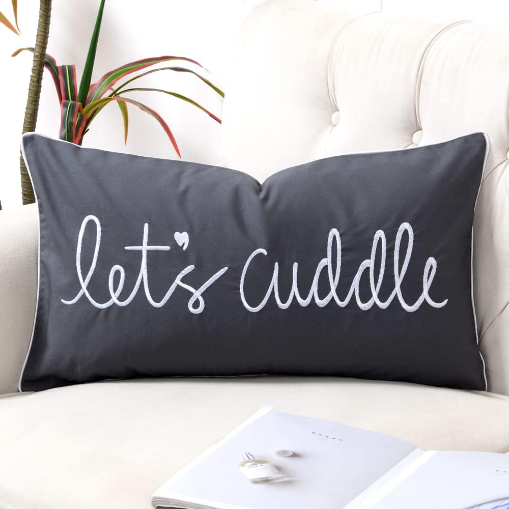 Amazon.com: Sanmetex Decorative Lumbar Pillow Covers 12x20 Inches, Embroidery Soft Rectangluar ...