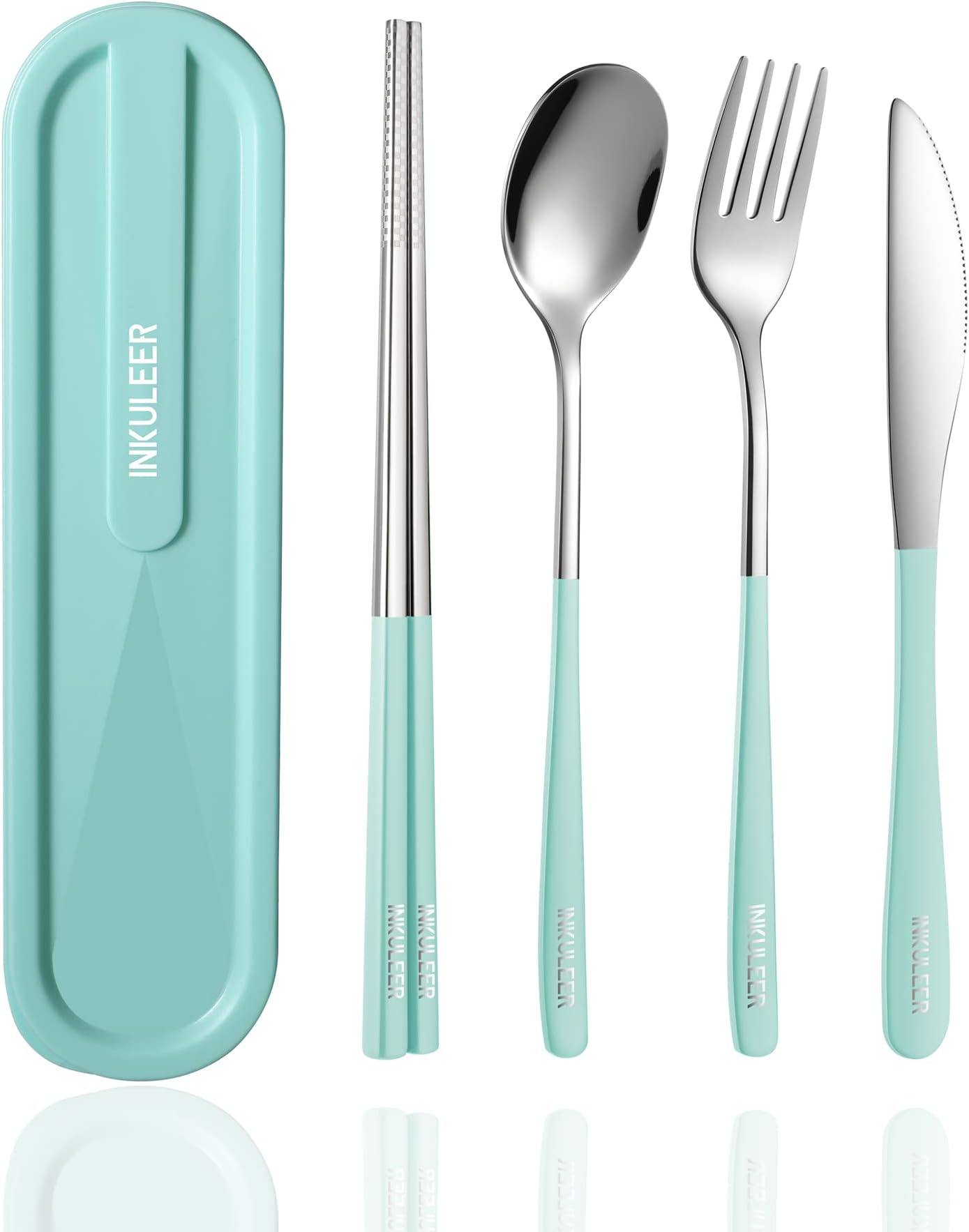 Amazon.com | INKULEER Travel cutlery set, 18/8 stainless steel cutlery ...