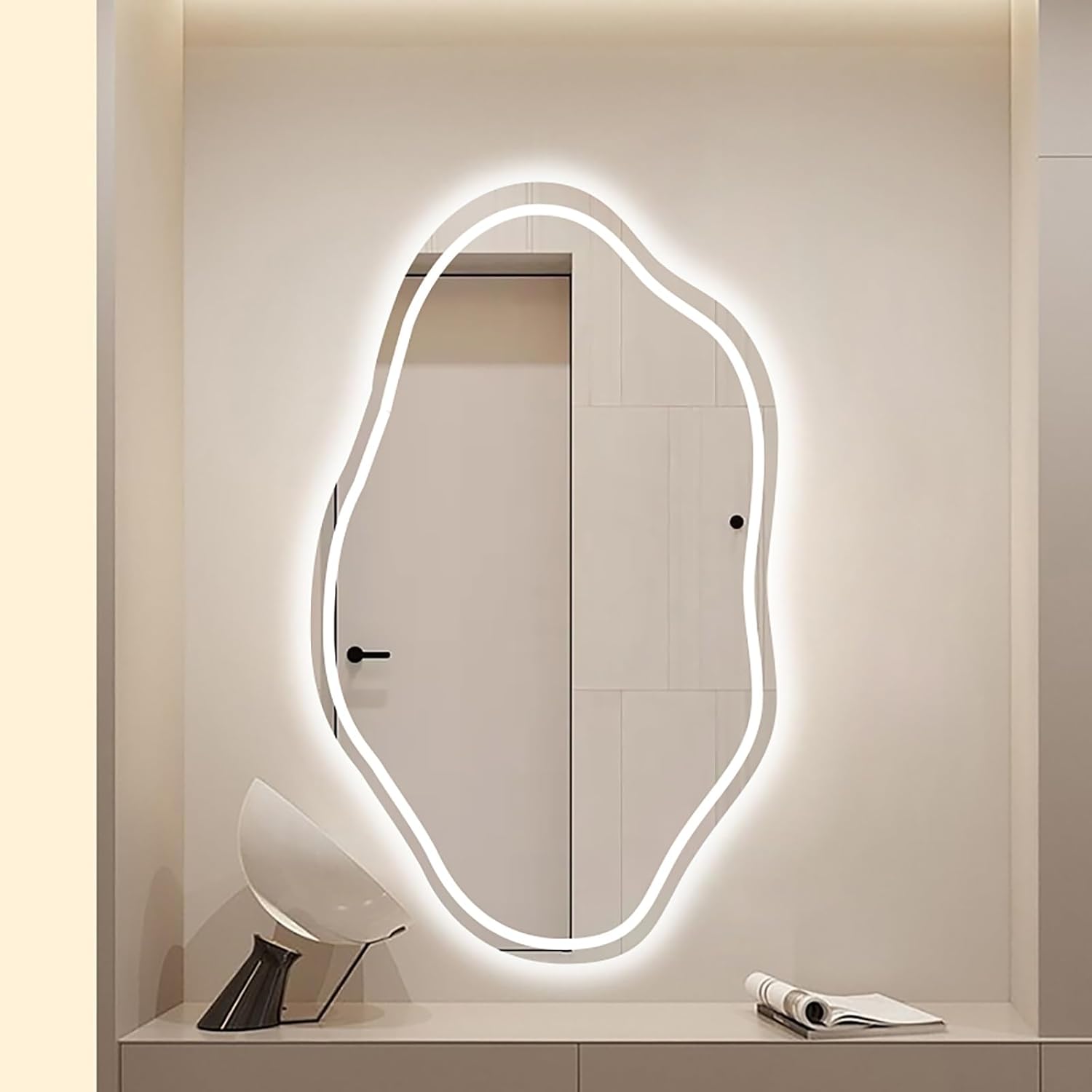 Amazon.com: Irregular Led Lighted Bathroom Mirror, Irregular Frameless ...