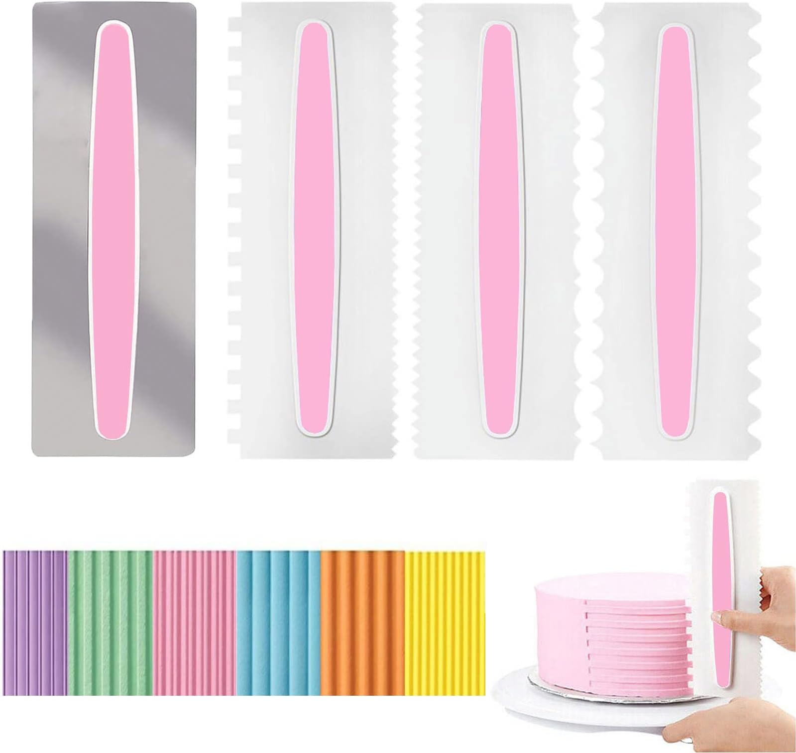 Amazon.com: 3 Pieces Stainless Steel Cake Scraper 10 Inch and Sided ...