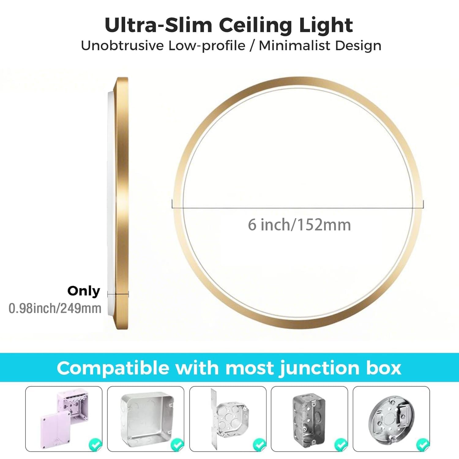 Snapklik.com : Zemty 2Pack LED Ceiling Light Fixture, 6.5-Inch 12W ...