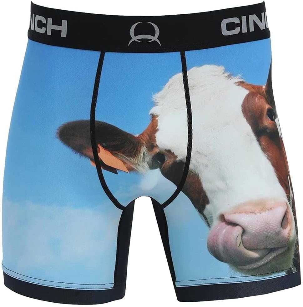 Cinch Men's 6 Inch Cow Boxer Brief Multi S at Amazon Men’s Clothing store