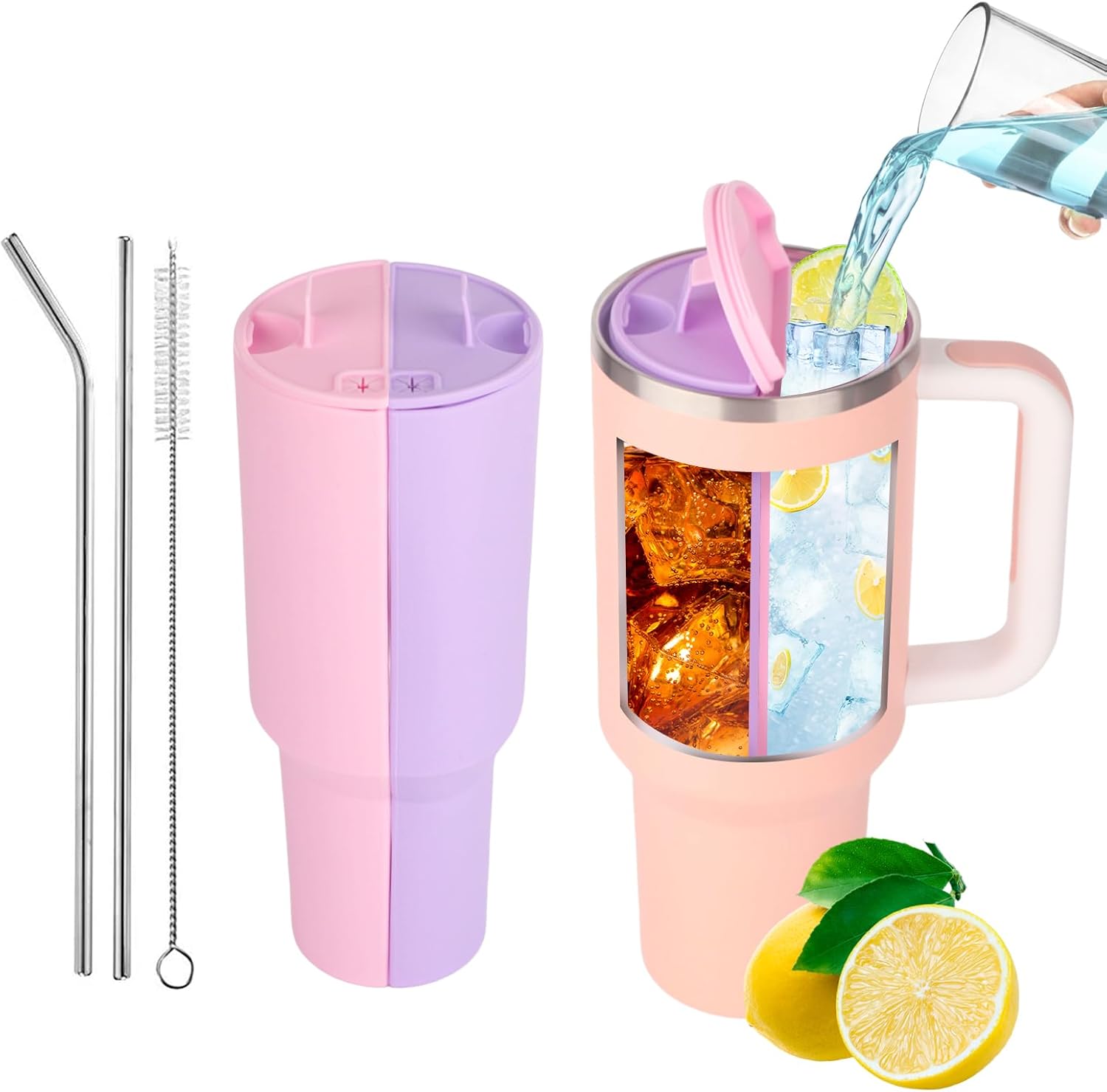 Amazon.com: Stanley Cup Divider 2 合 1 飲料分離器矽膠內襯,相容於 Stanley Cup 4 盎司(約 ...