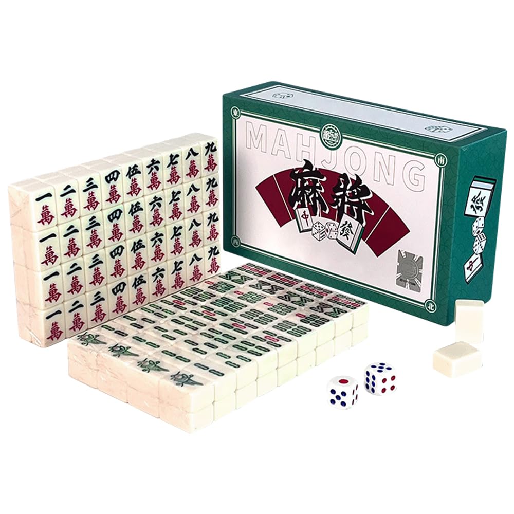 Mineup Mini Mahjong Set, Mahjong Set Portable with 2 Dice, 144 Tiles ...