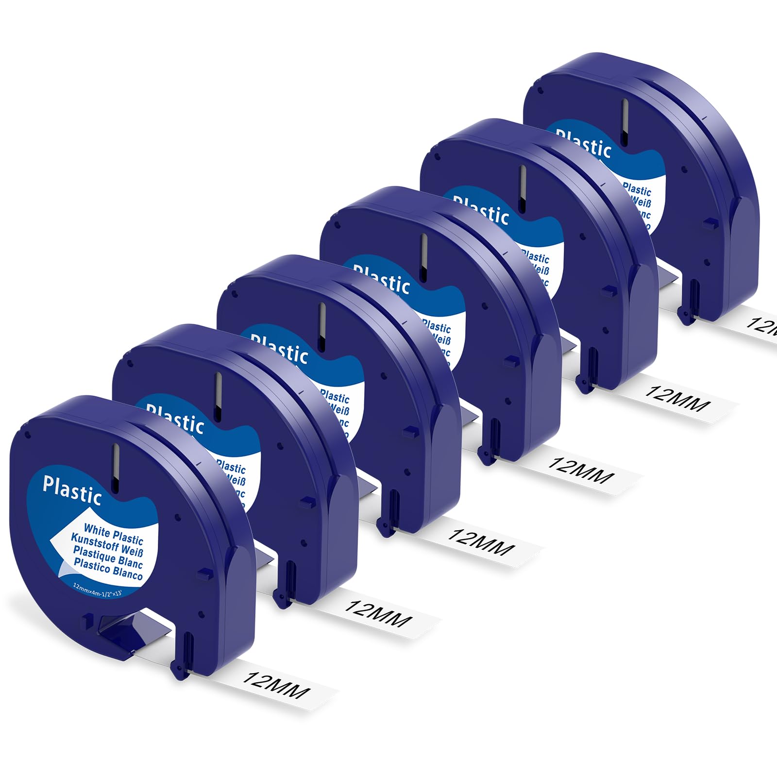 Replacement for Dymo Label Maker Refills 91201 White Plastic 12mm x 4m ...