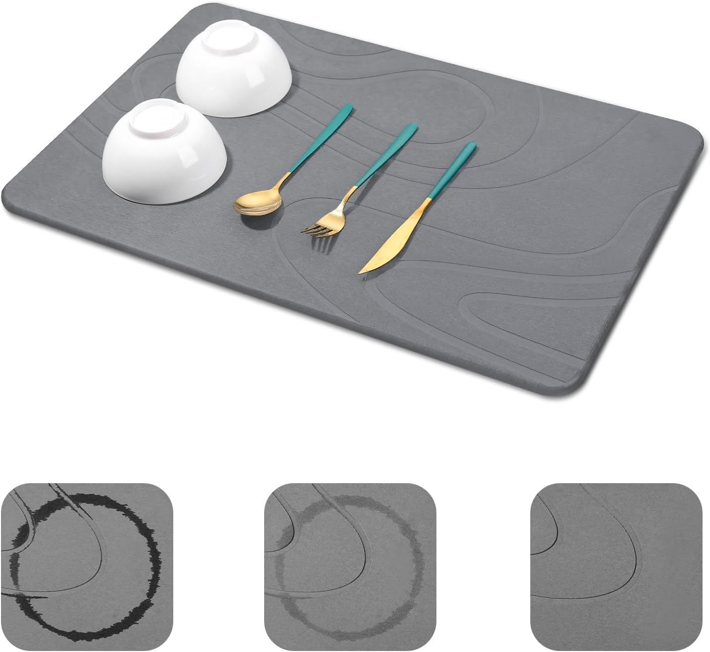 Amazon.com: Large Stone Drying Mat for Kitchen Counter 17"x15" | Quick ...