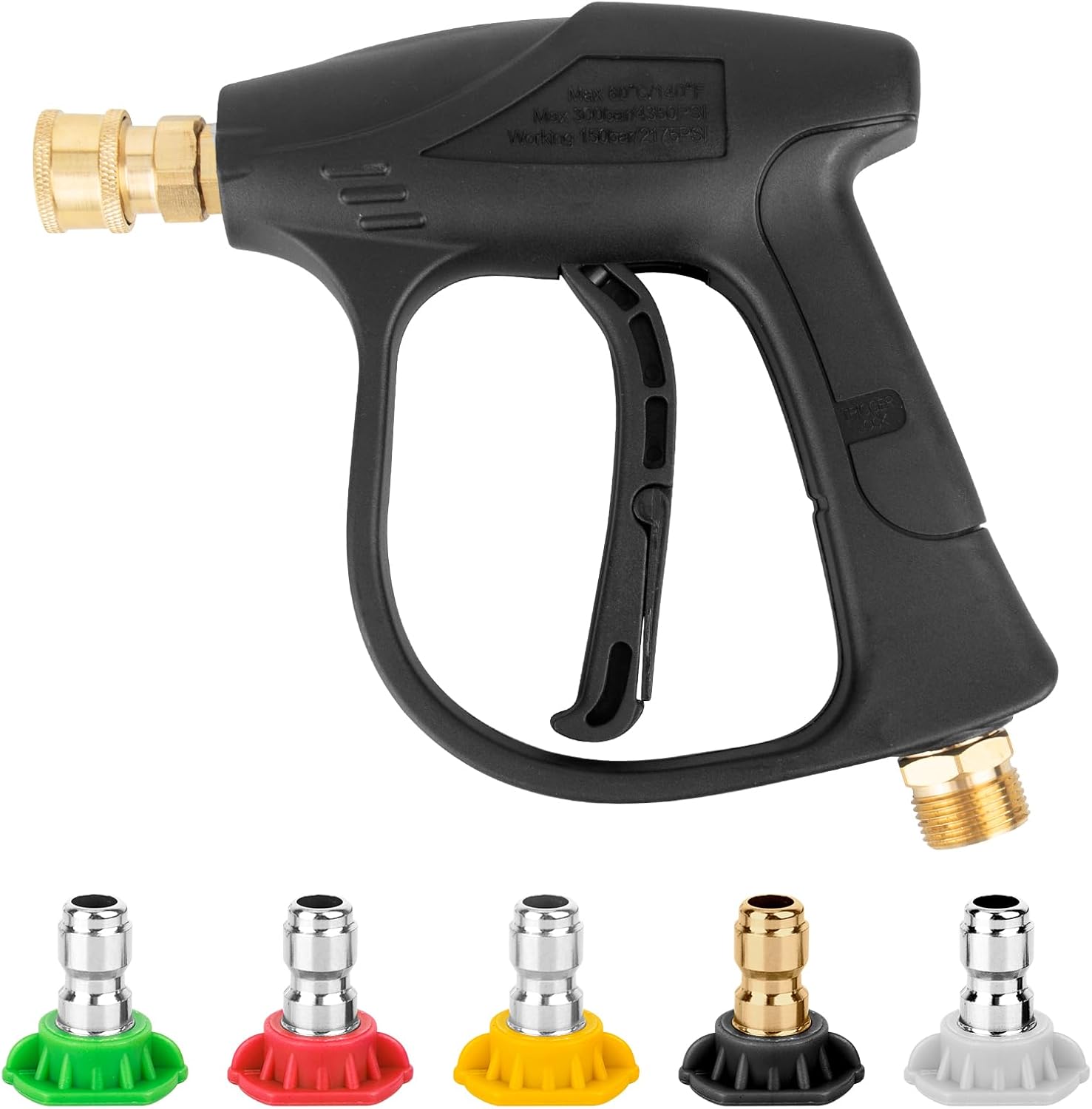 4350PSI High Pressure Washer Gun with 5 Water Nozzle Tip, Cleaner Gun ...