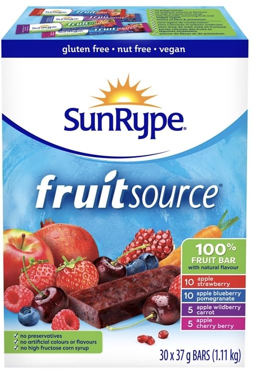 Amazon.com: Sunrype Fruit Source - 100% Fruit Bar, 30ct x 37g bars, 4 ...