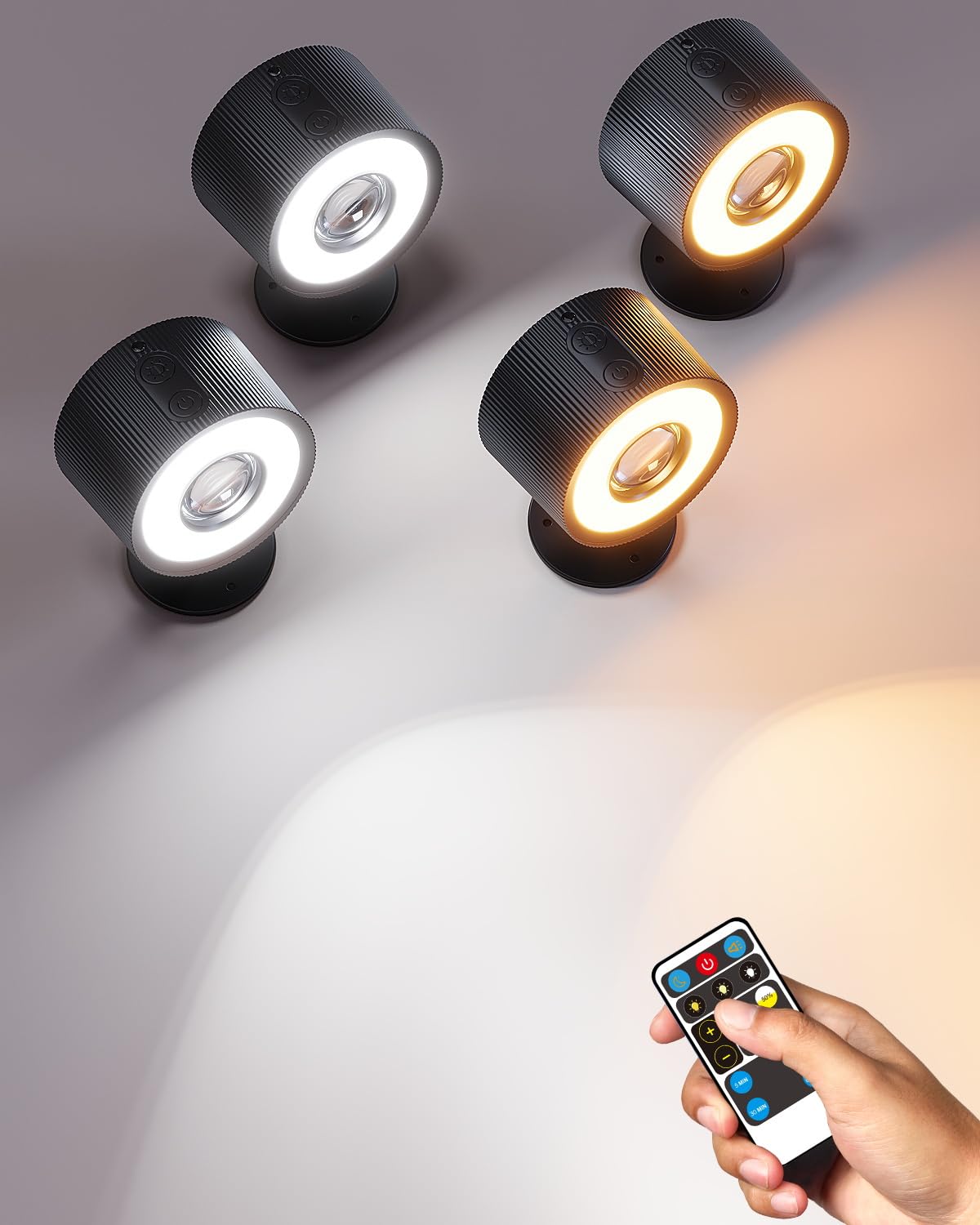 Patiphan LED Wall Mount Lights with Remote, Wireless Art Light for 3 ...