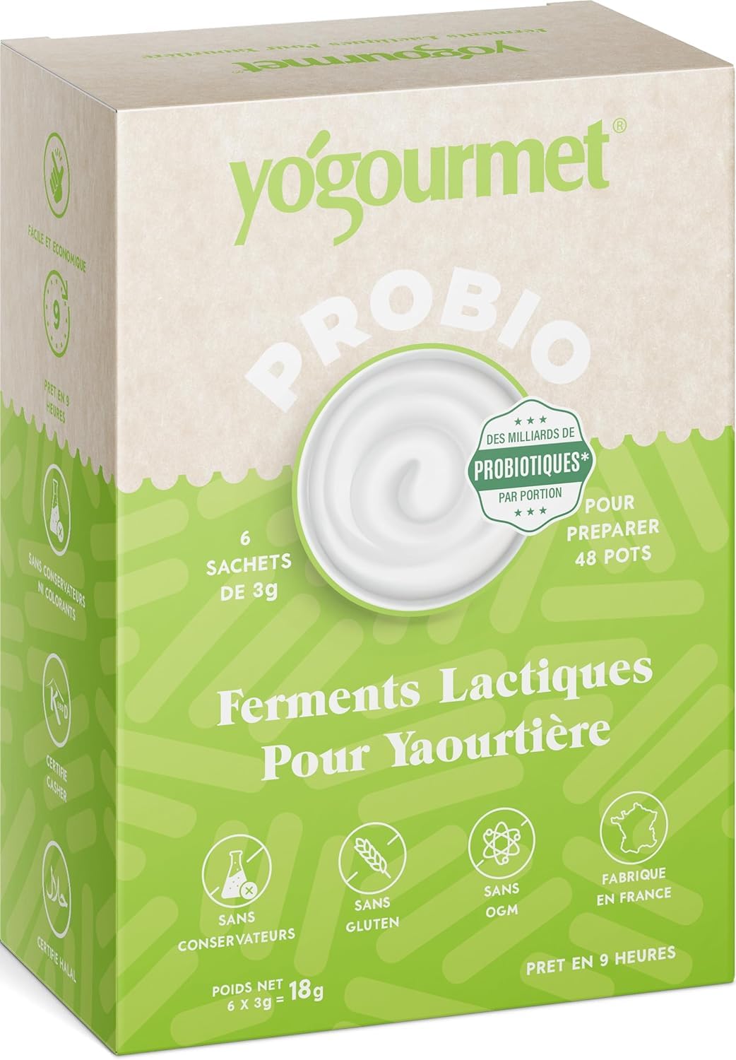 Yogourmet - Ferments Yaourt avec Probiotiques 48 Pots (6 Sachets = 6 ...