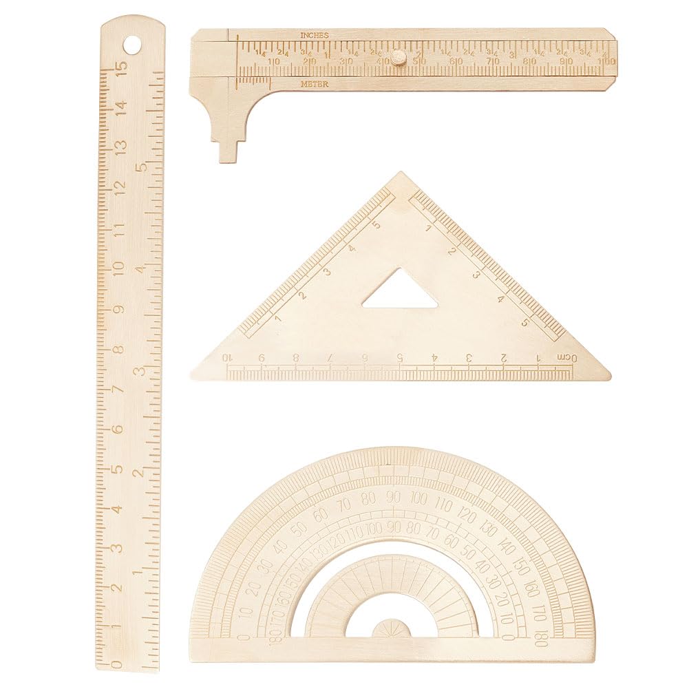 Amazon.com: WEBEEDY Set of 4 Metal Geometry Ruler Kit Gold Brass Ruler ...