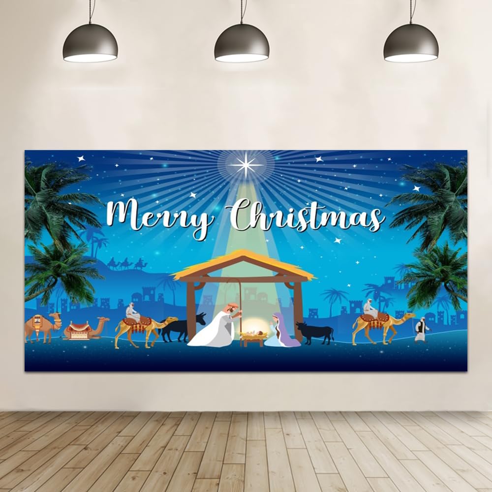 Blue Christmas Background Nativity