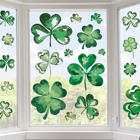 Amazon.com: St. Patrick's Day Window Clings Shamrock Stickers 8 Large ...