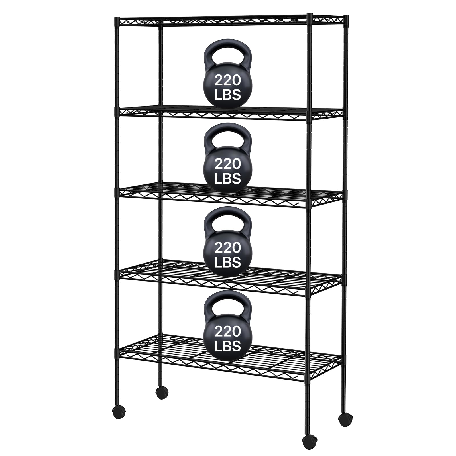 Amazon.com: YRLLENSDAN 5-Tier Wire Shelving, with Wheels Metal Shelves ...