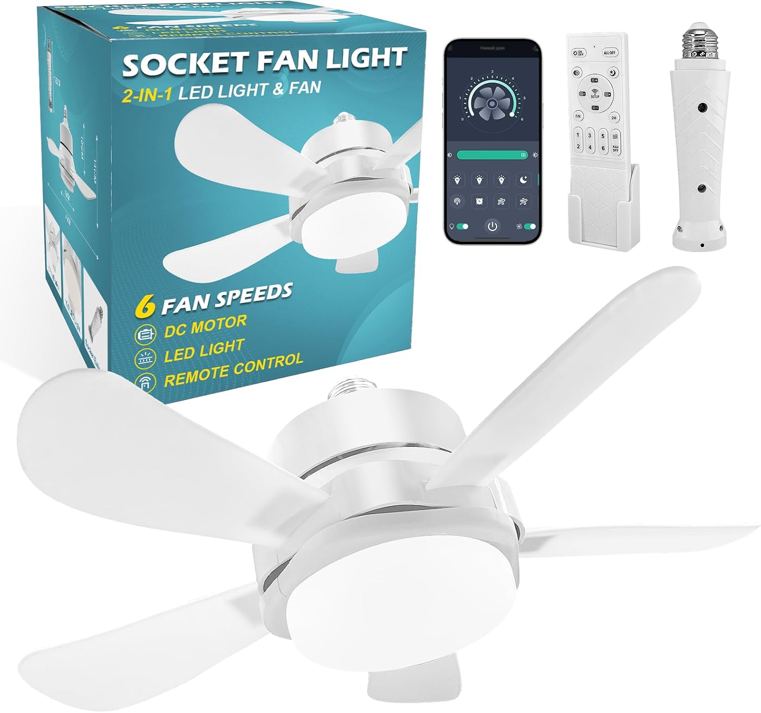 Socket Fan Light, Socket Fan, Socket Fan Light with Remote,Small ...
