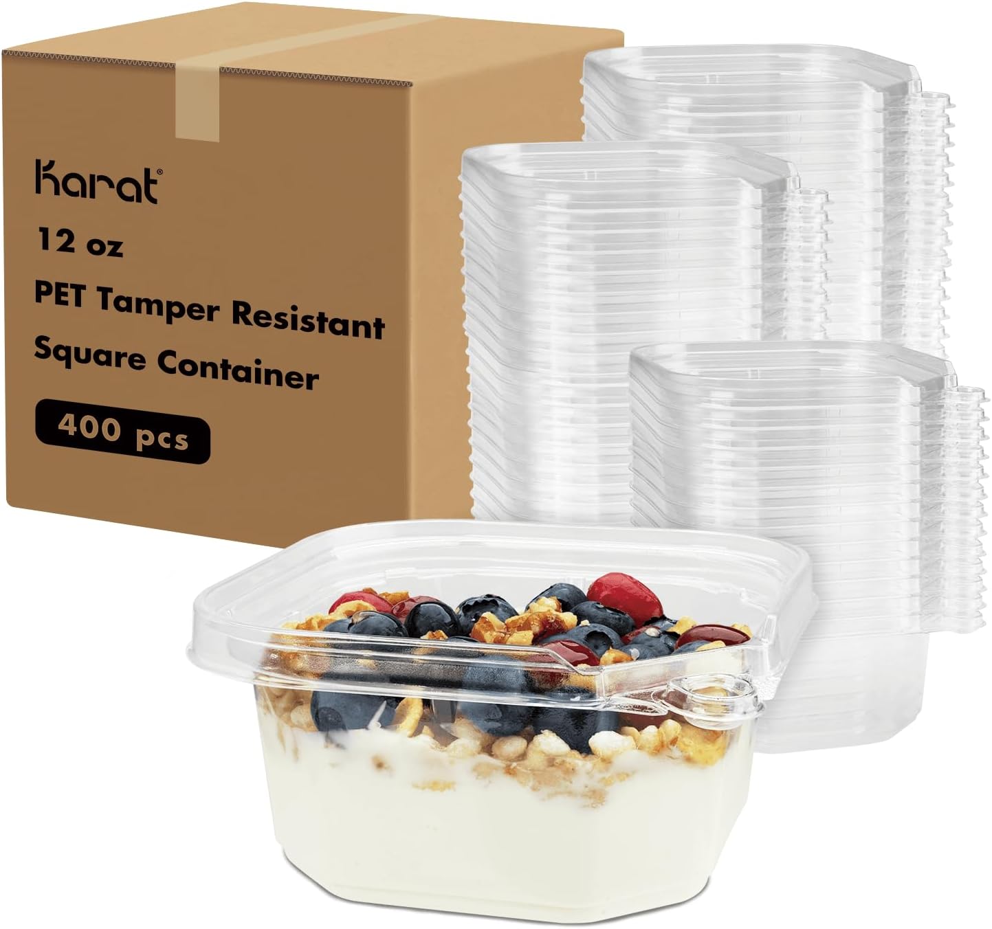 Amazon.com: Genpak AD08 Hinged Lid 1 Compartment Plastic Containers, 8 ...