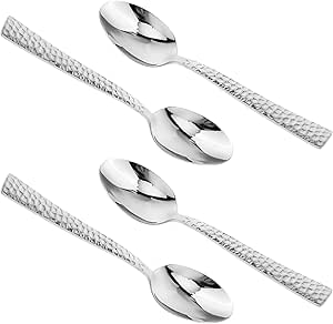 Amazon.com: Hammered Spoons Set of 4, Stainless Steel Soup Spoons 6.5 ...