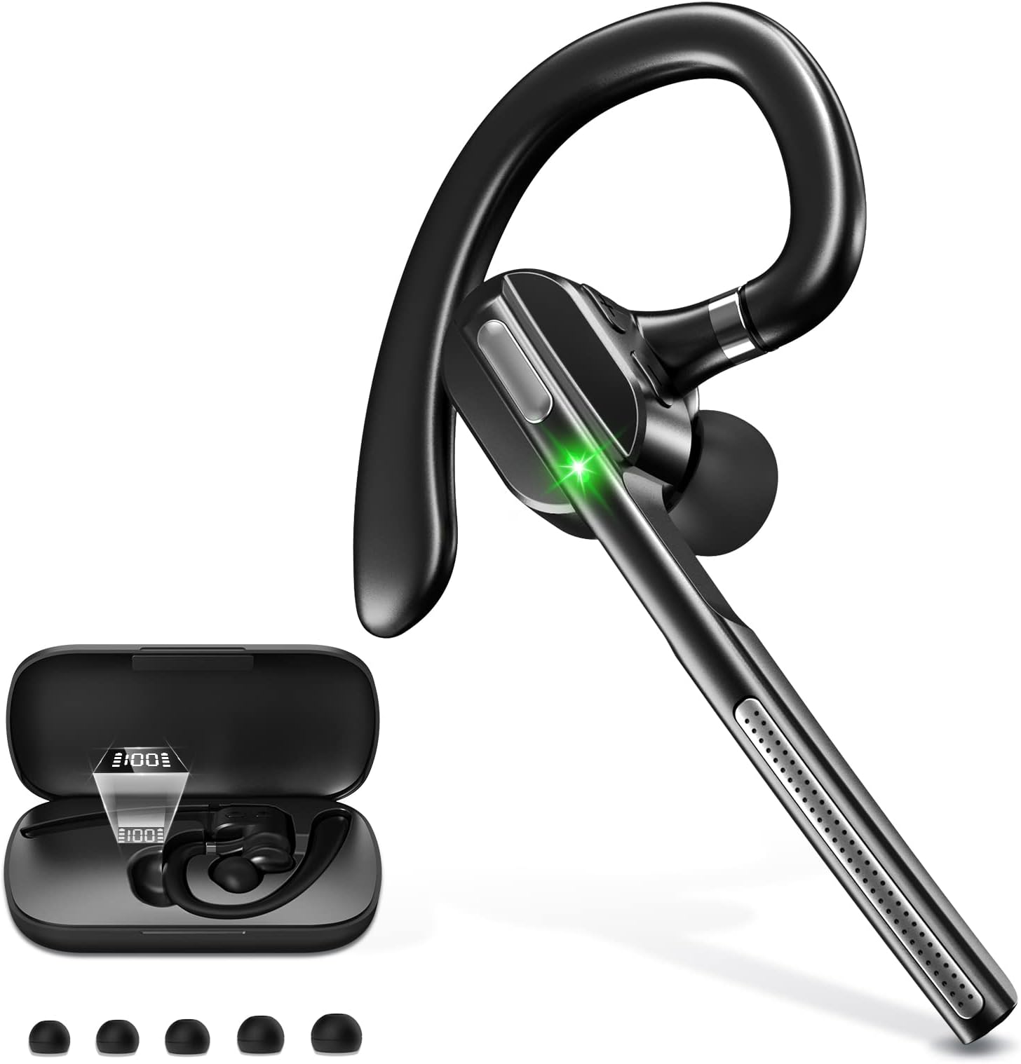 New bee Bluetooth Headset V5.2, Bluetooth Earpiece Handsfree with Dual ...